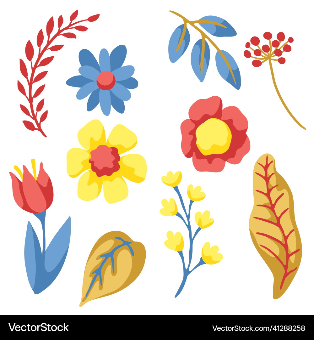 Set of spring flowers beautiful decorative Vector Image