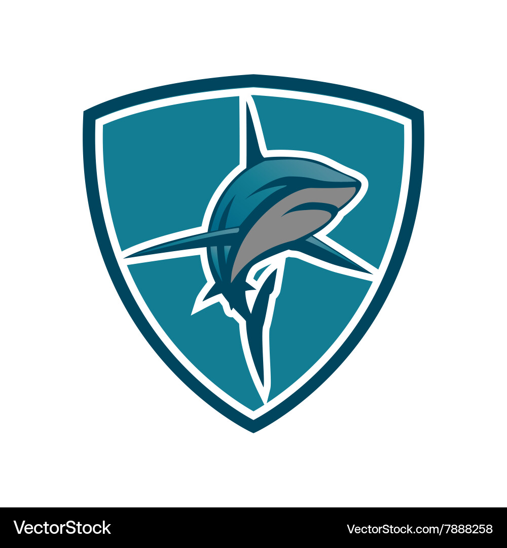 Shark emblem shield Royalty Free Vector Image - VectorStock