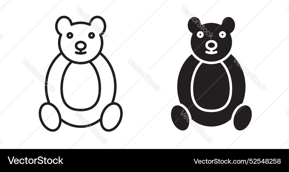 Teddy bear thin line icon set Royalty Free Vector Image