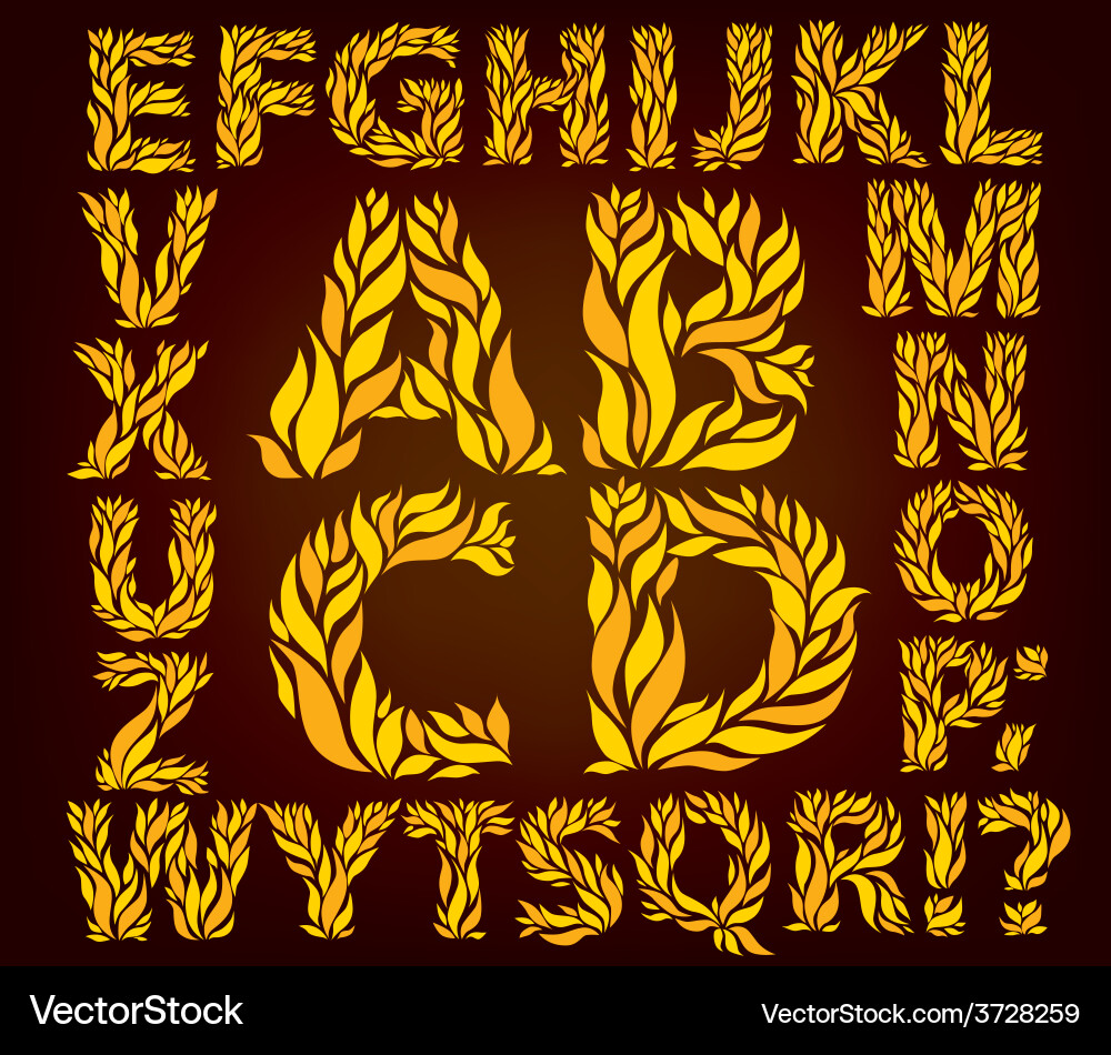 Alphabet yellow leaves Royalty Free Vector Image
