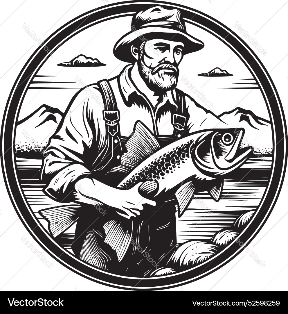 Anglers pride big fish icon graphics nautical Vector Image