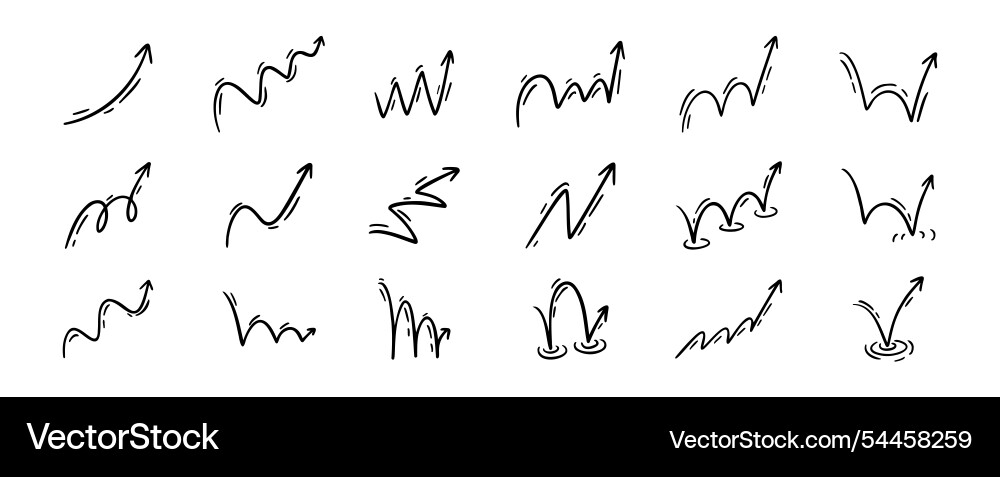 Bounce effect arrows doodle set manga and comic Vector Image