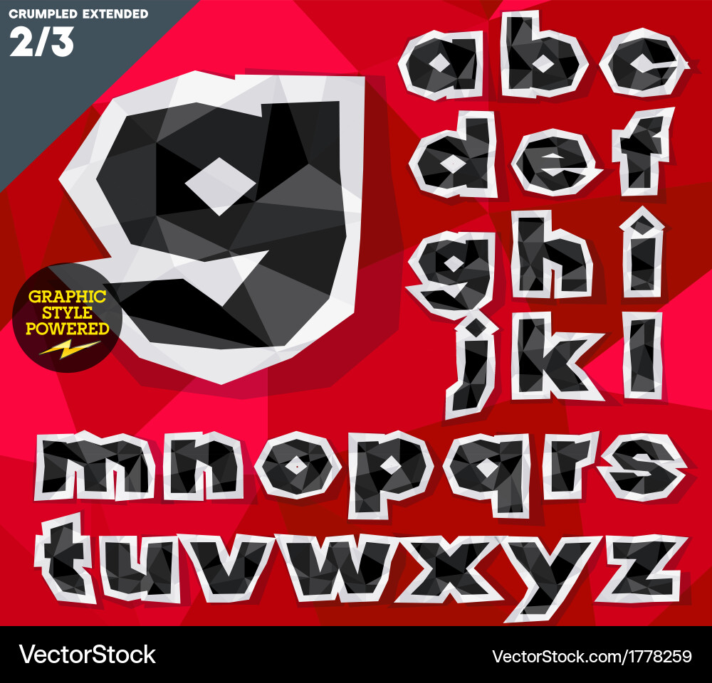 Crumpled paper alphabet Royalty Free Vector Image
