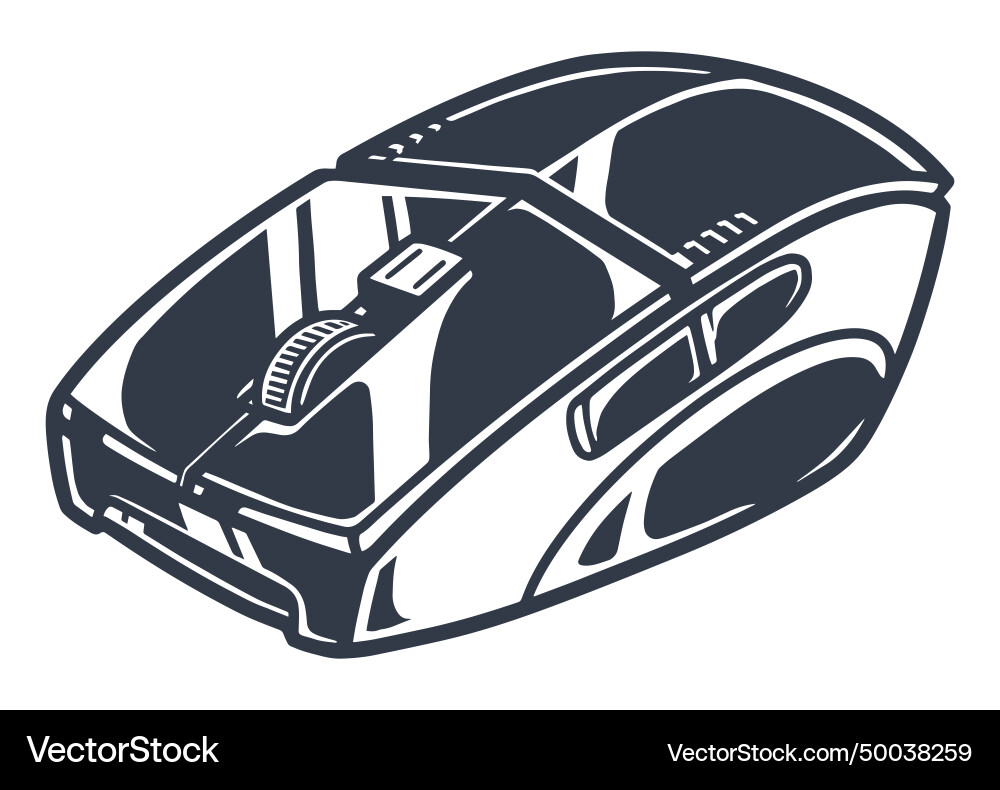 Gaming computer mouse monochrome sticker Vector Image
