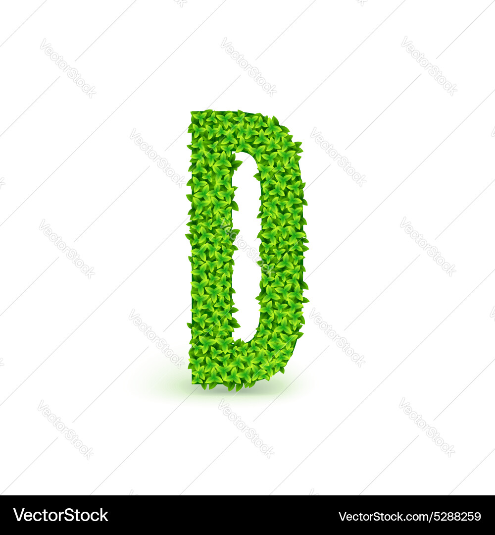 Green leaves font d Royalty Free Vector Image - VectorStock