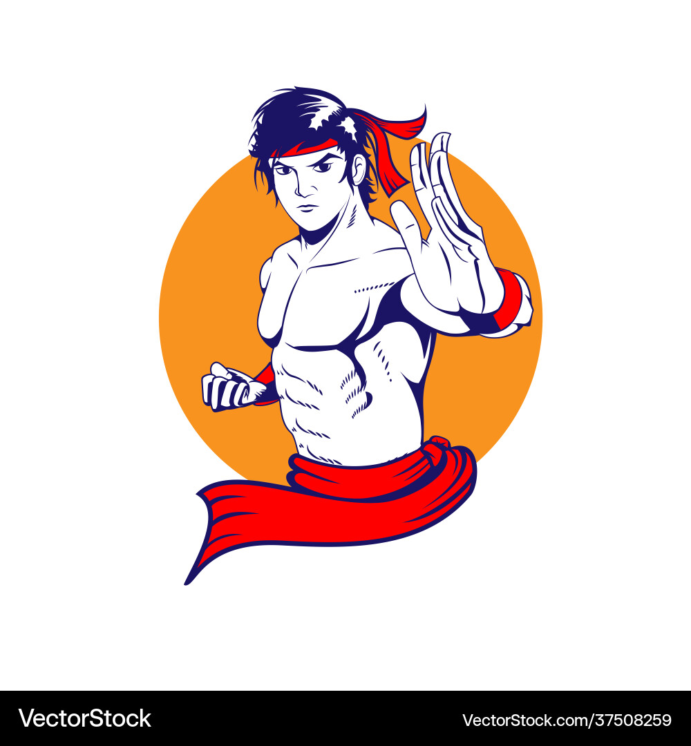 Kung fu man symbol version 3 Royalty Free Vector Image