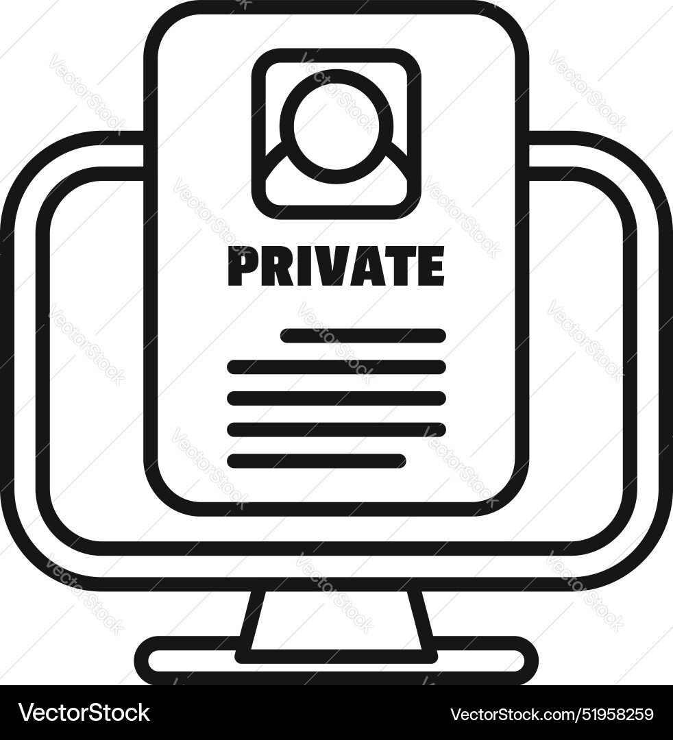 Private document showing on computer screen Vector Image