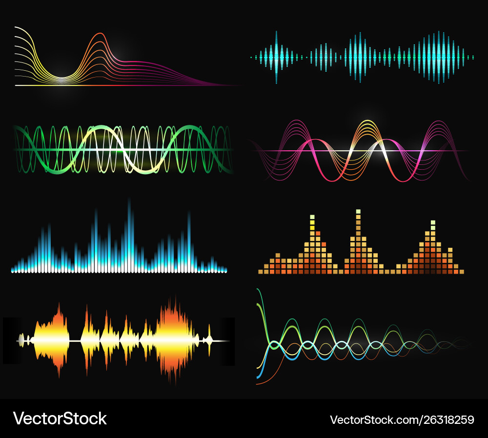 Radio sound wave set Royalty Free Vector Image