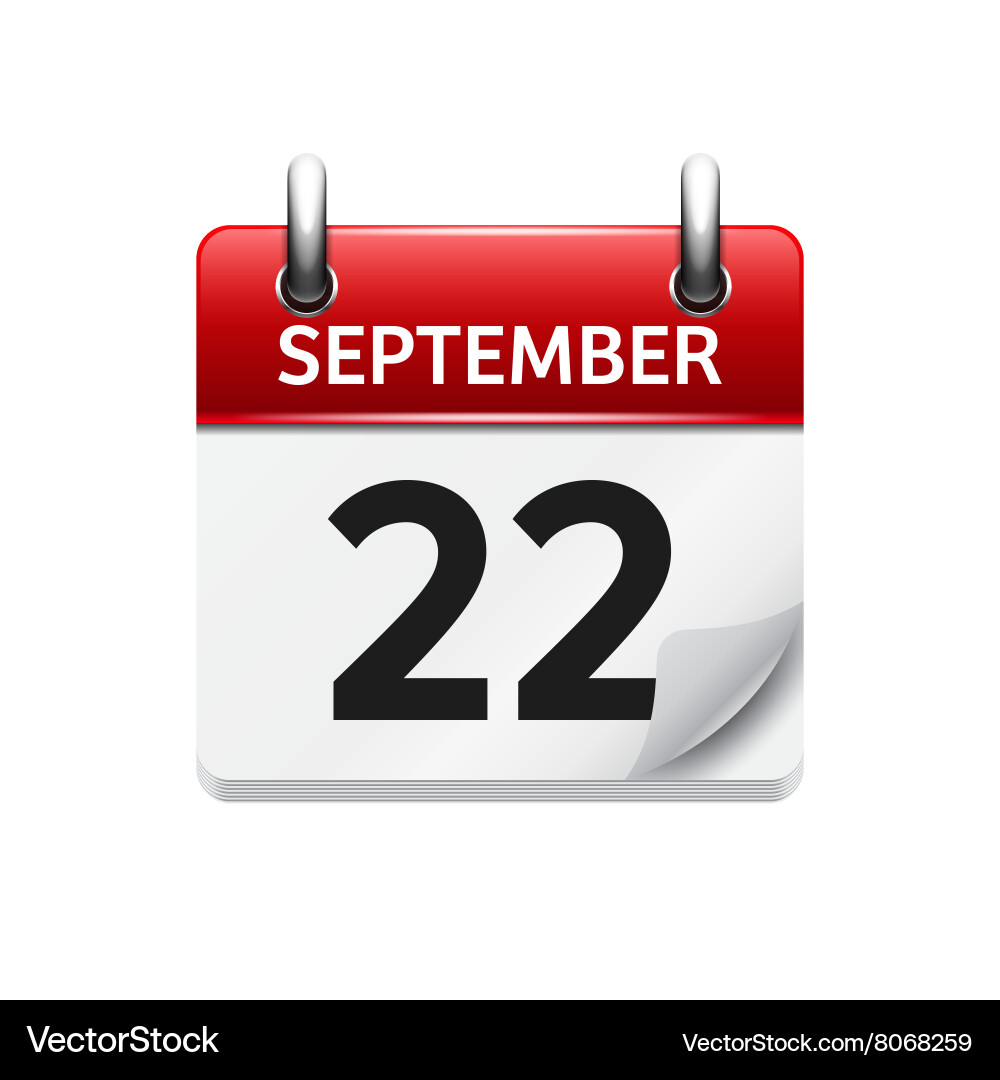 September 22 flat daily calendar icon Royalty Free Vector