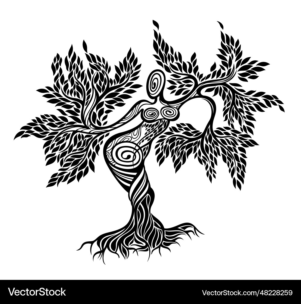 Tree with body women Royalty Free Vector Image