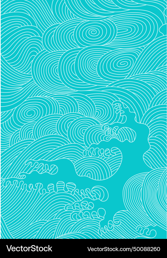 Abstract japanese landscape on blue background Vector Image