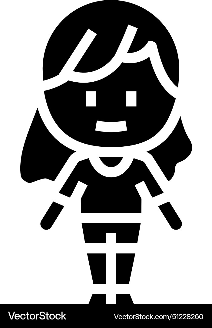 Chibi character girl glyph icon Royalty Free Vector Image