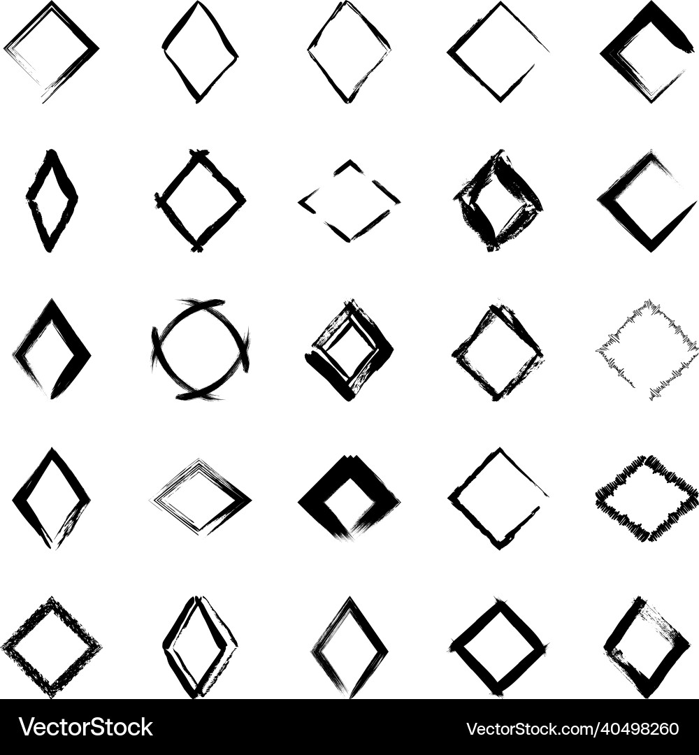 Collection of textured rhombus frames Royalty Free Vector