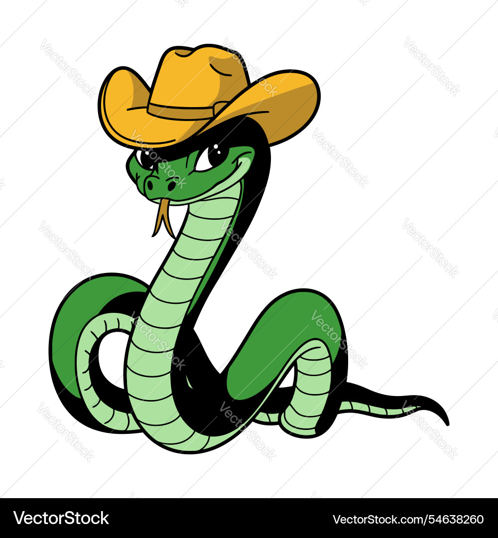 Cowboy snake with hat Royalty Free Vector Image