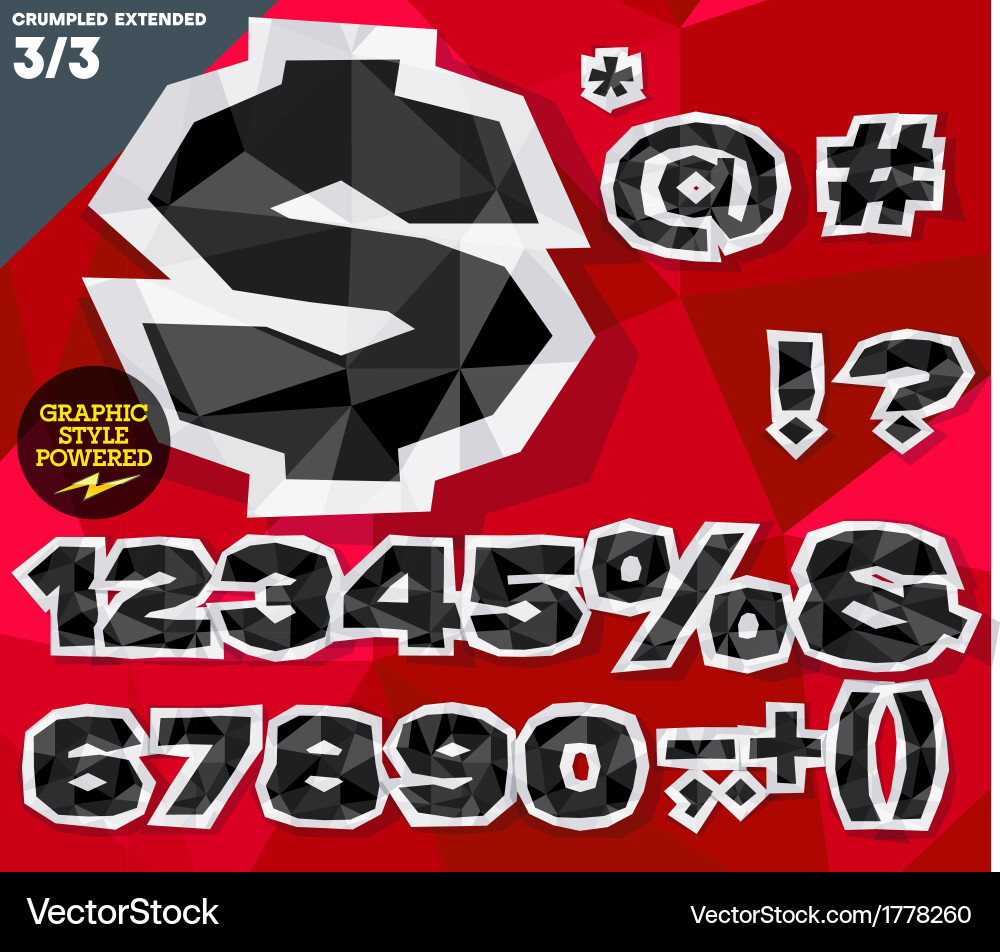 Crumpled paper alphabet Royalty Free Vector Image