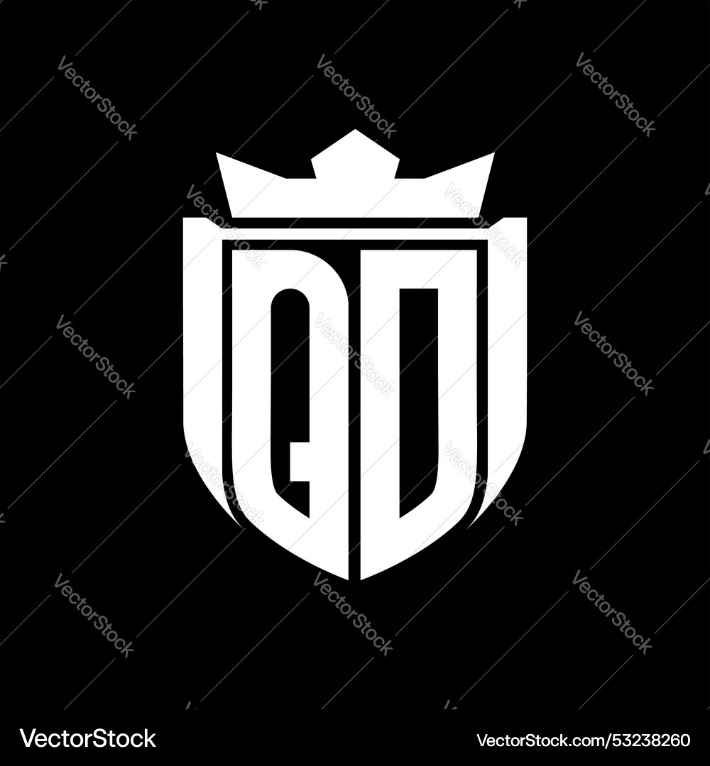 Qd letter logo shield shape inside badge Vector Image