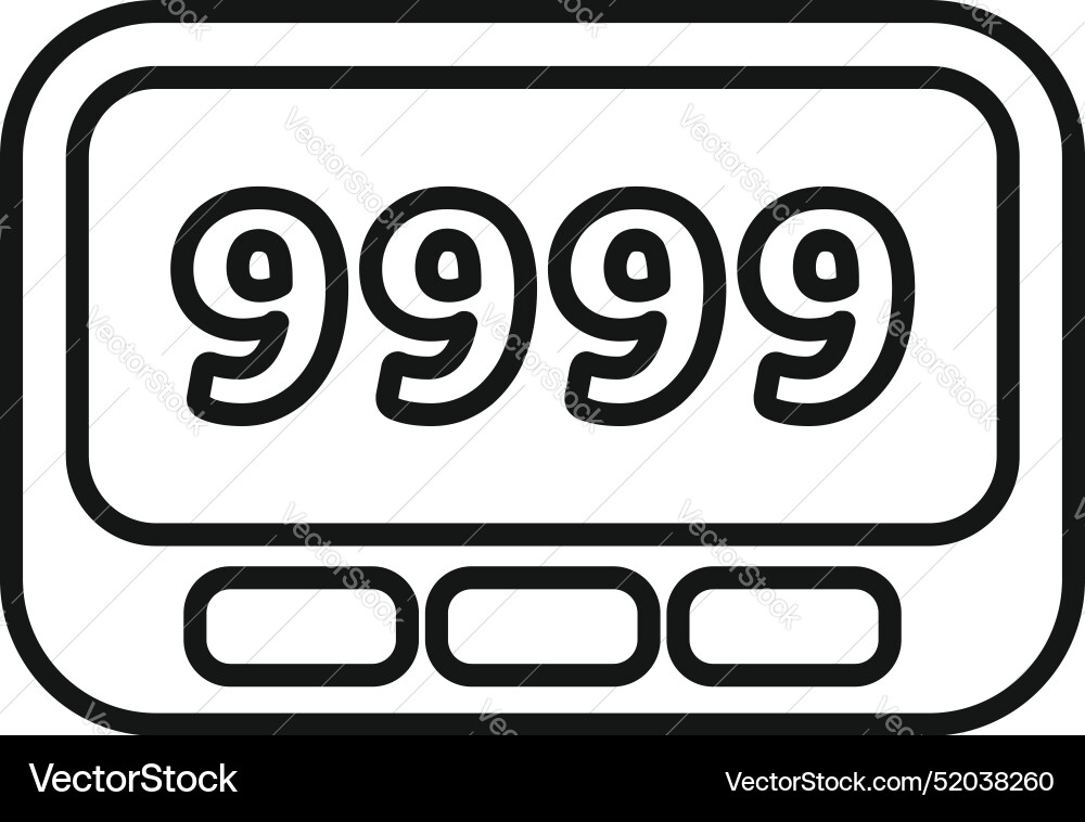 Simple pager icon showing 9999 emergency number Vector Image