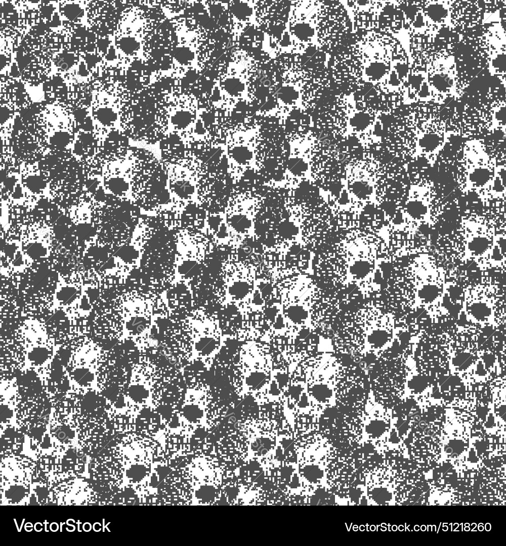 Skull pixel art pattern seamless pixelated Vector Image