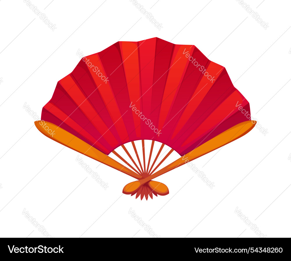 Traditional chinese red hand fan with handle Vector Image