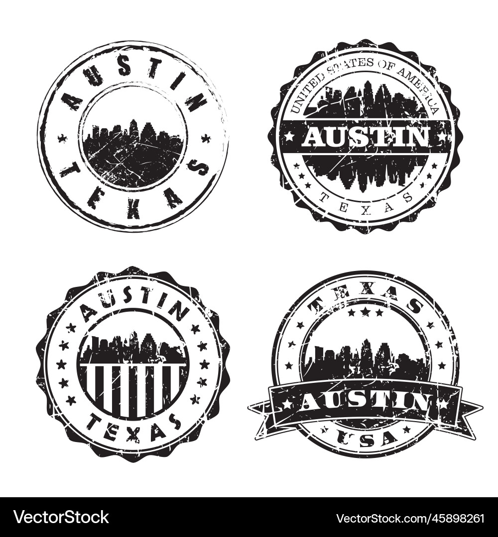Austin texas stamp skyline postmark silhouette Vector Image