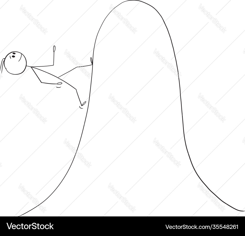 Cartoon man or businessman walking uphill Vector Image