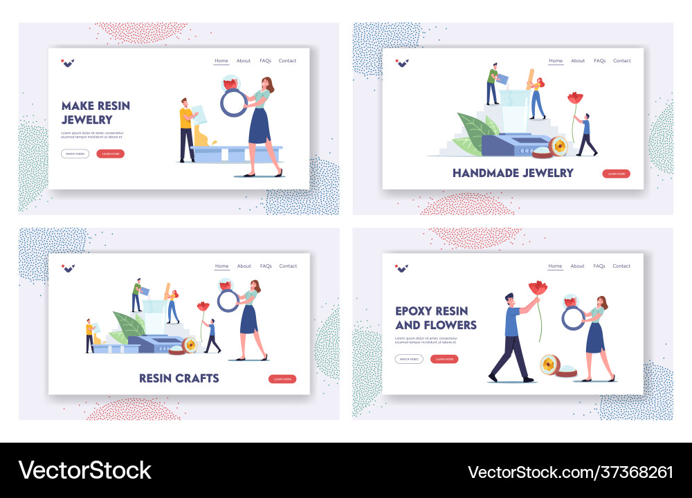 Characters engage resin hobby landing page Vector Image