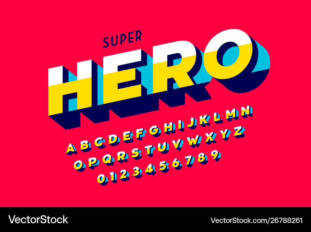 Comics super hero style font alphabet letters Vector Image
