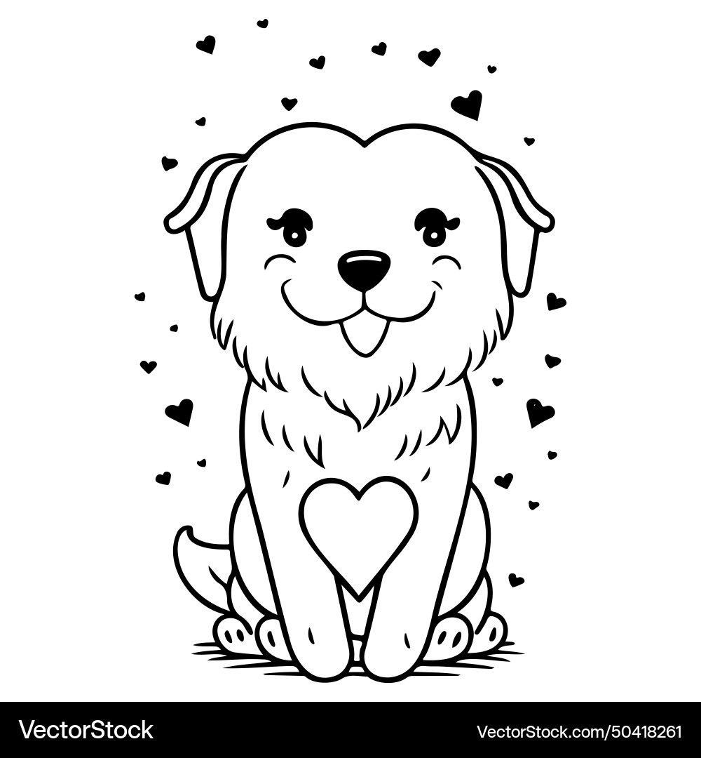 Happy valentines day puppy dog love sketch hand Vector Image