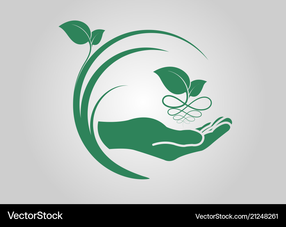 Leaf in hand icon Royalty Free Vector Image - VectorStock