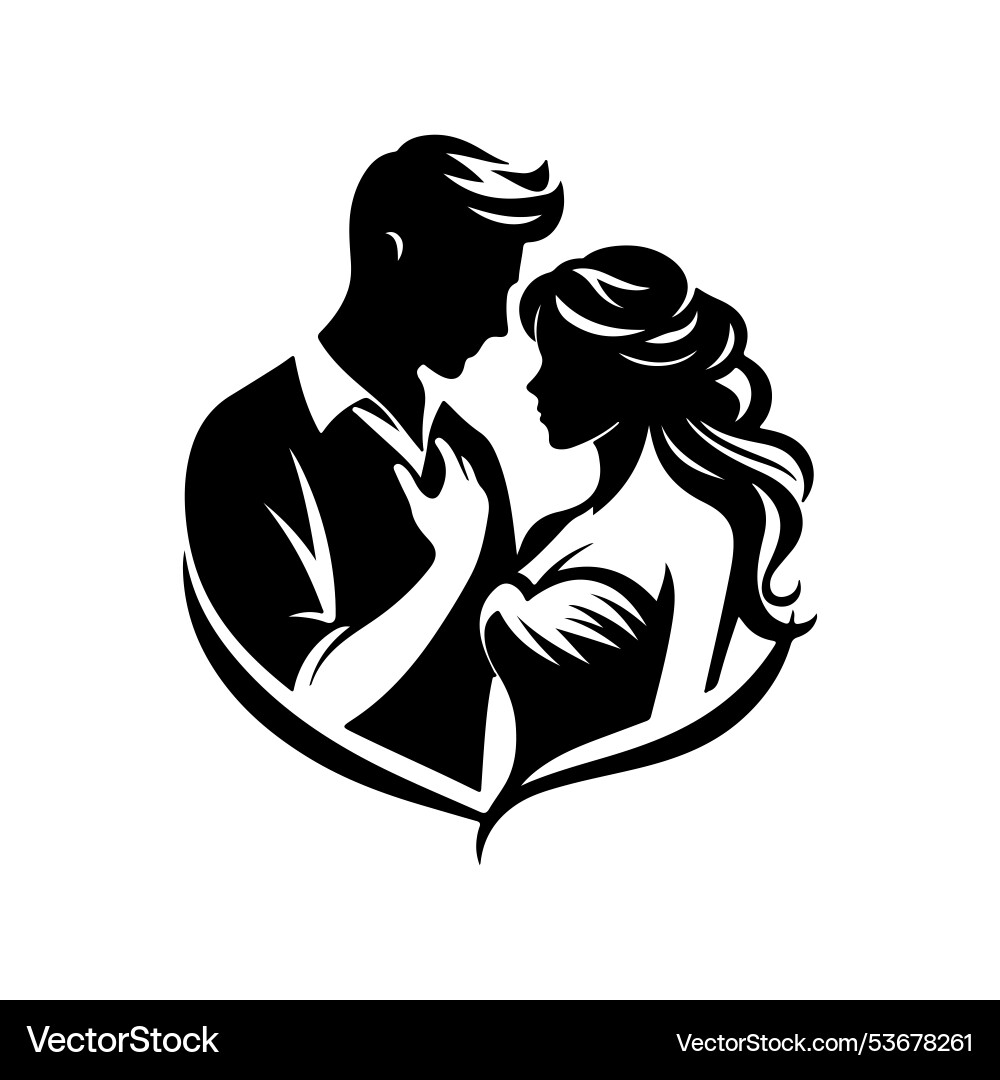 Love romance couple silhouette art Royalty Free Vector Image