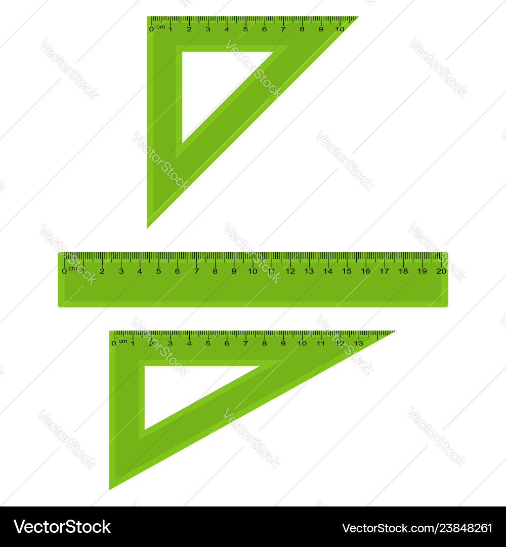 Plastic measuring and triangle rulers set Vector Image