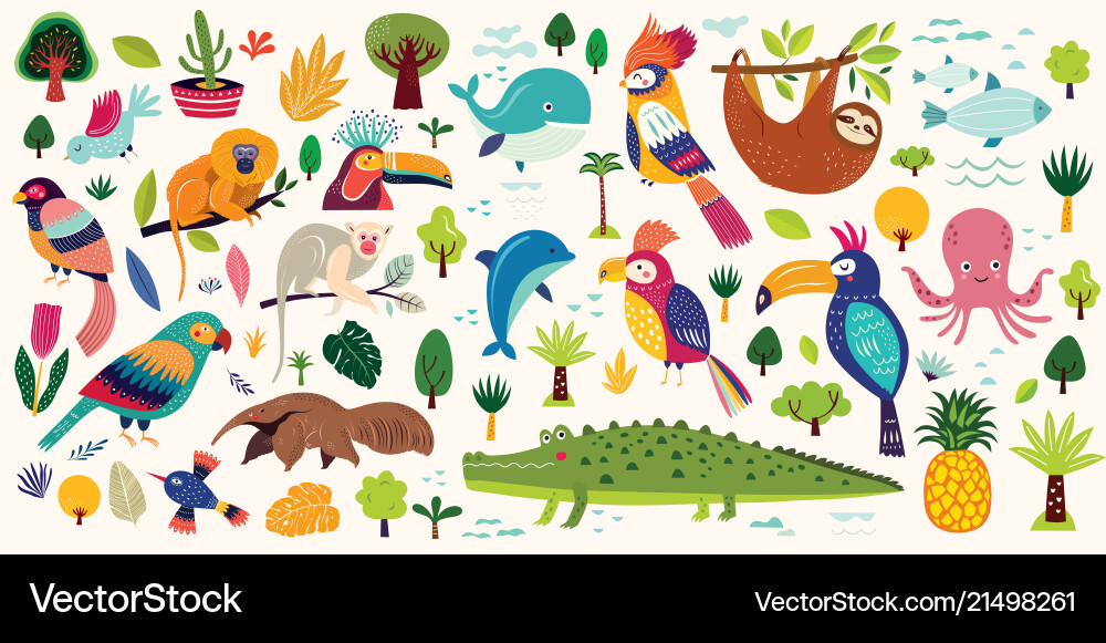 Poster with cute animals Royalty Free Vector Image