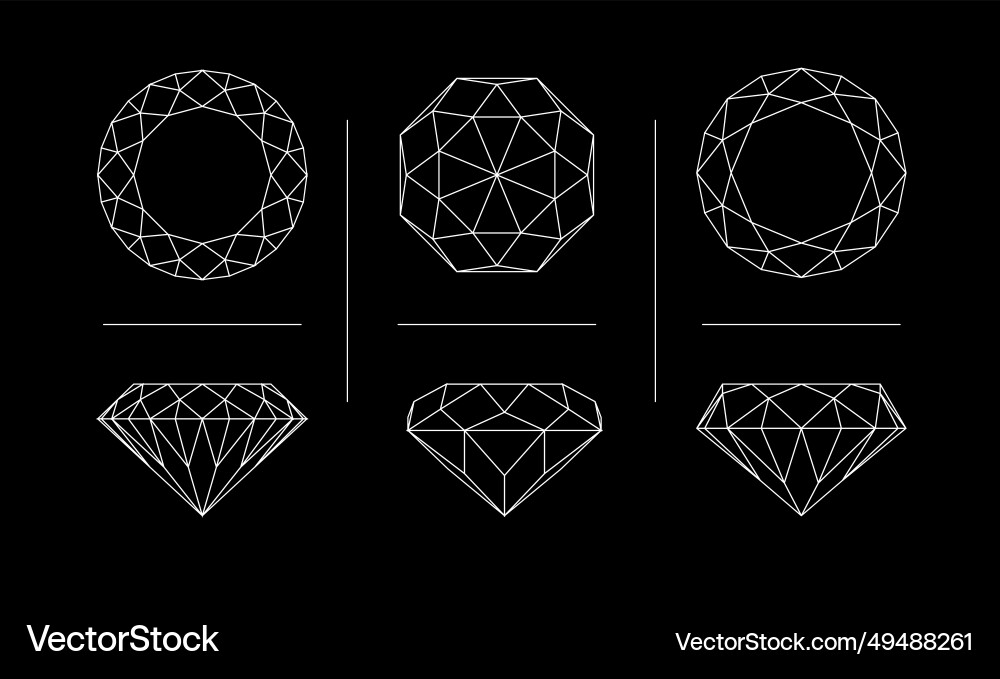 Round brilliant cut diamond on black background Vector Image
