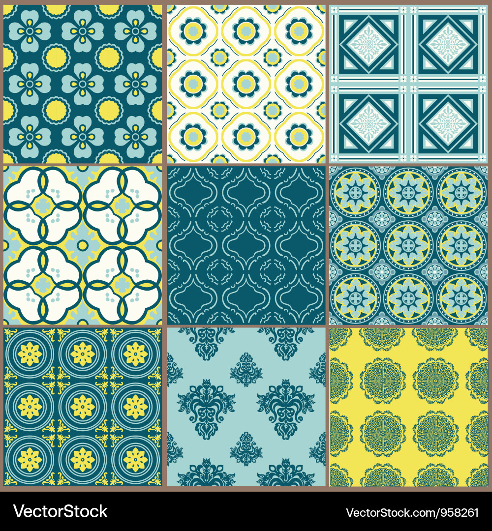 Seamless backgrounds collection - vintage tile Vector Image