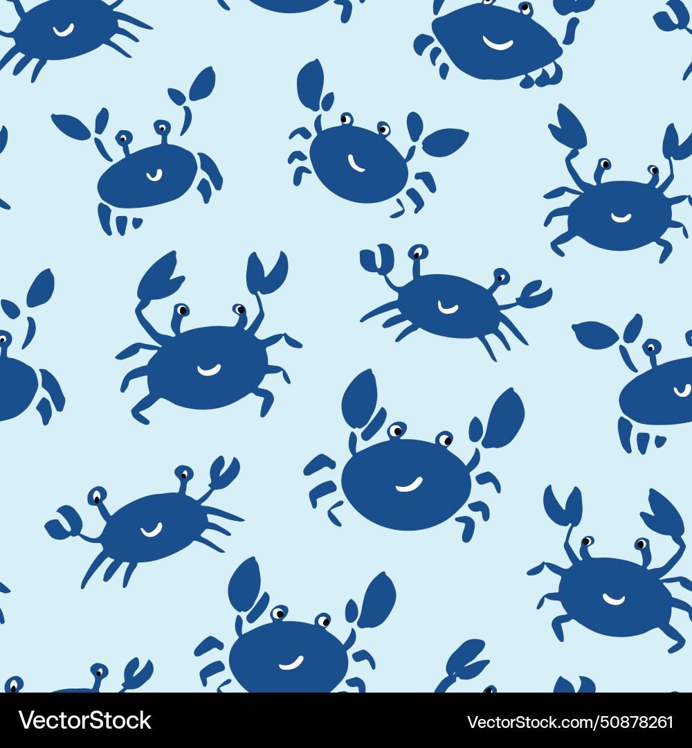 Seamless pattern with navy blue crabs Royalty Free Vector