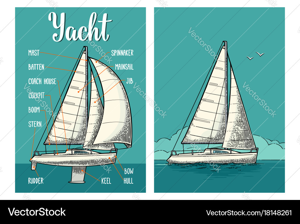 Two vertical posters for yacht club with type Vector Image