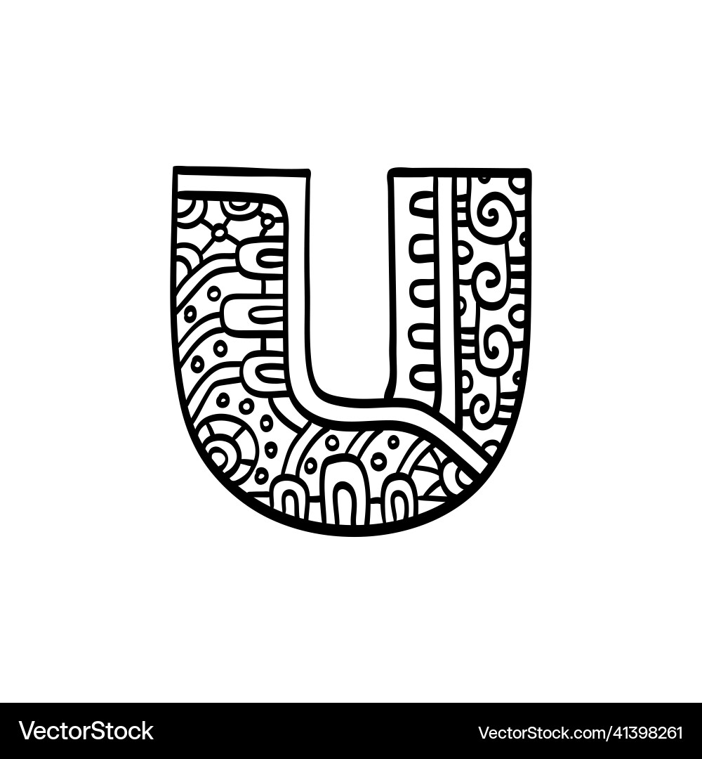 Vintage initial letter u Royalty Free Vector Image