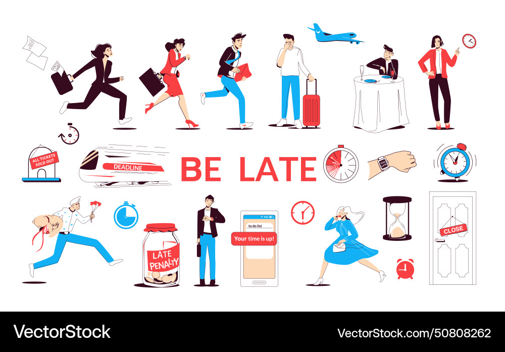 Being late icon set Royalty Free Vector Image - VectorStock