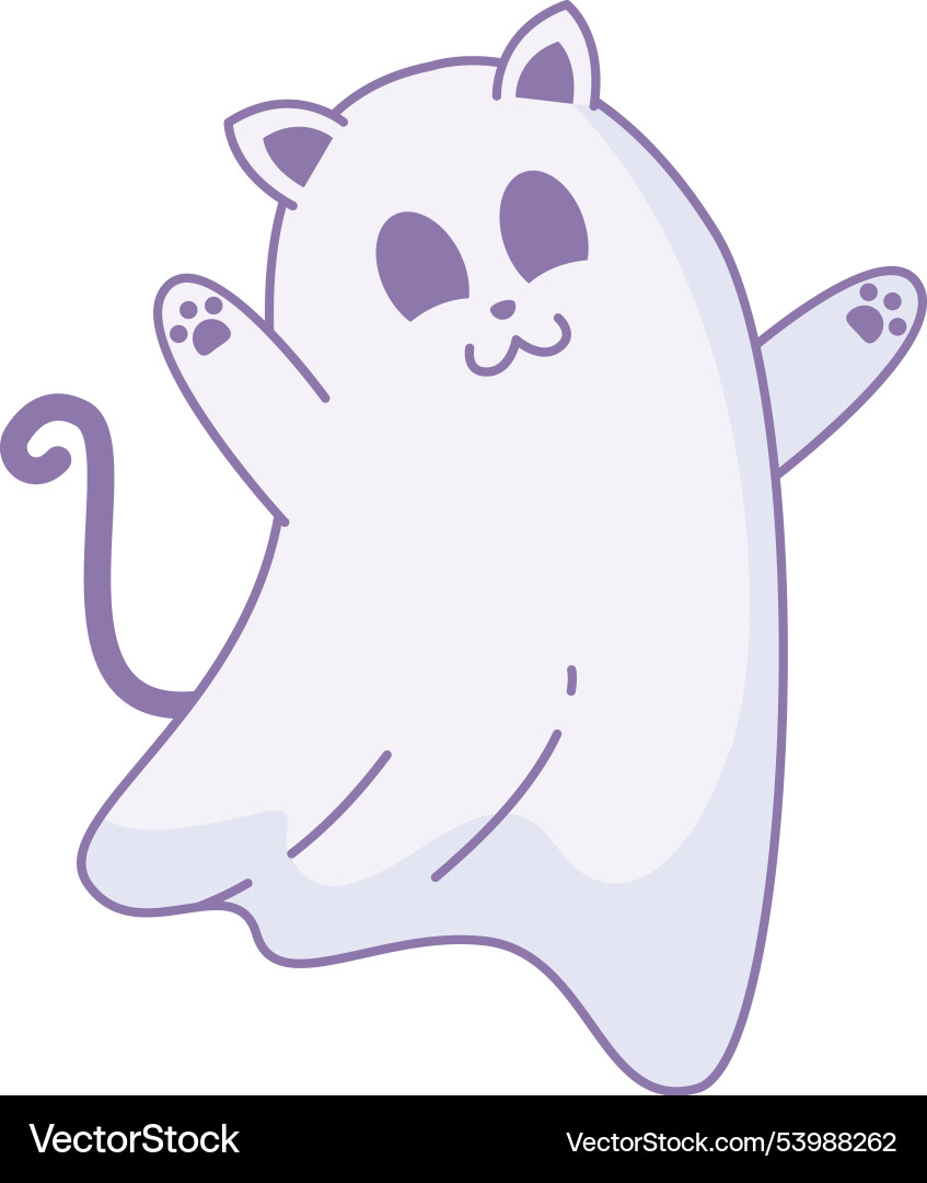 Cartoon ghost cat hybrid with happy expression Vector Image