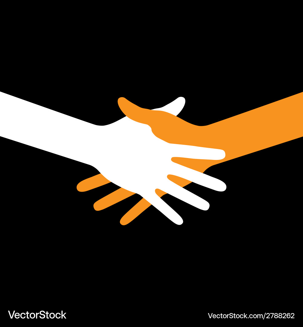 Colorful icon hand shake on black background Vector Image