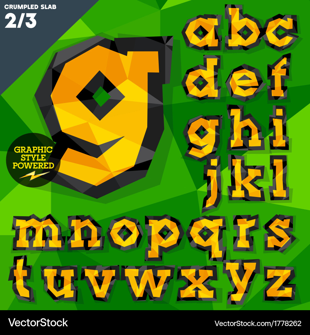 Crumpled paper alphabet Royalty Free Vector Image