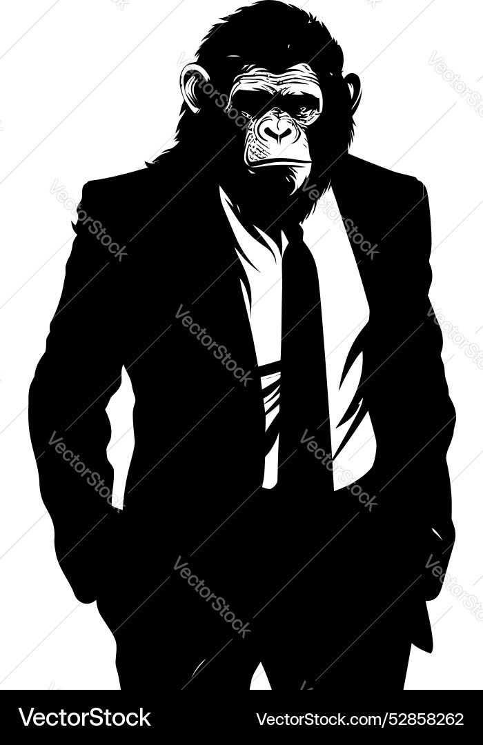 Dapper distinction long haired chimp in formal Vector Image