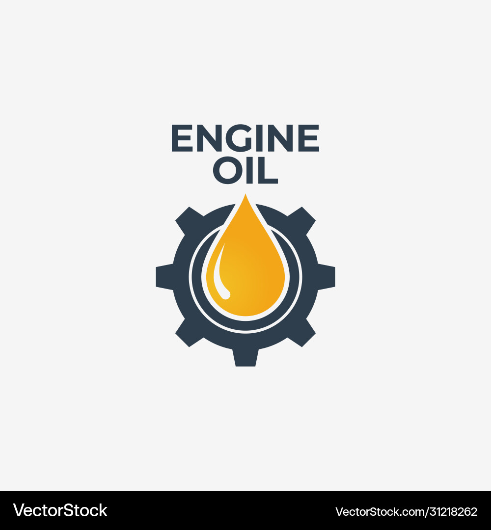 Engine oil logo gear with on white Royalty Free Vector Image