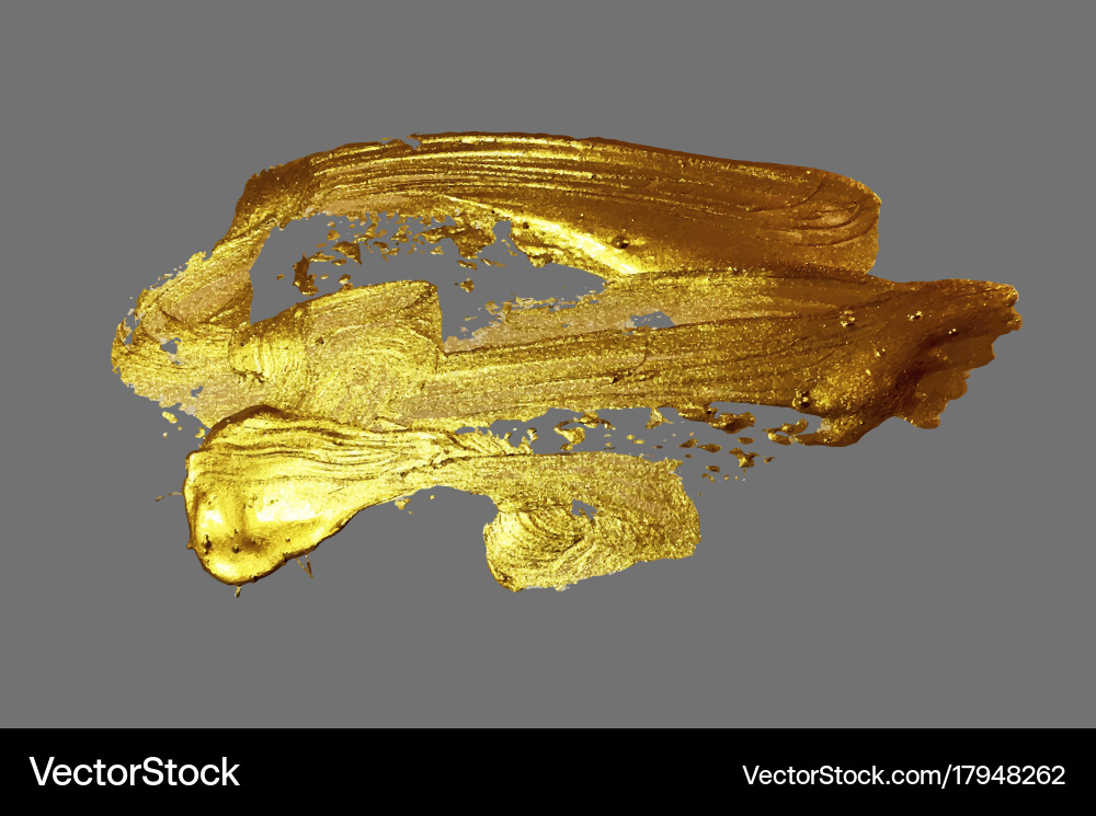 Hand drawing gold brush stroke paint spot Vector Image