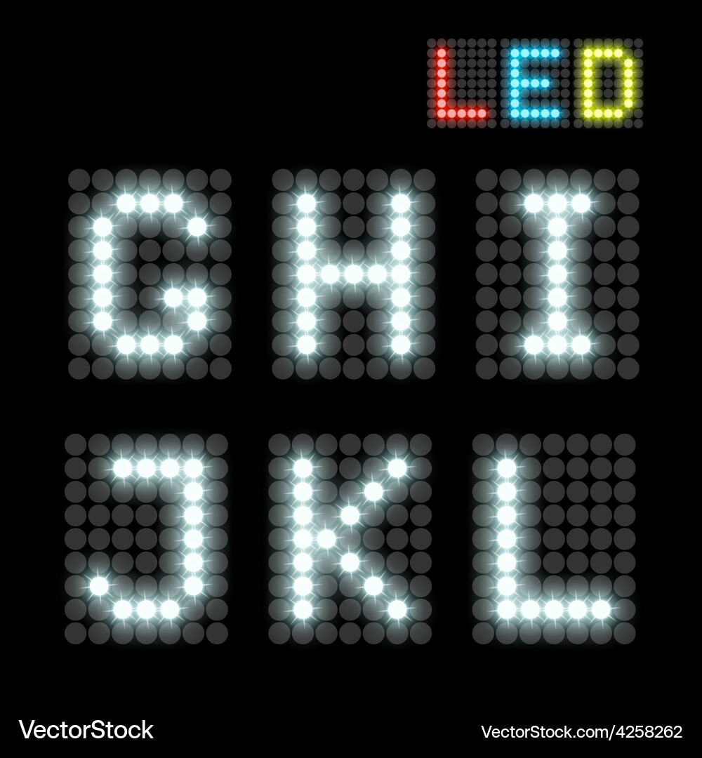 Led Font Lizenzfreies Vektorbild - VectorStock