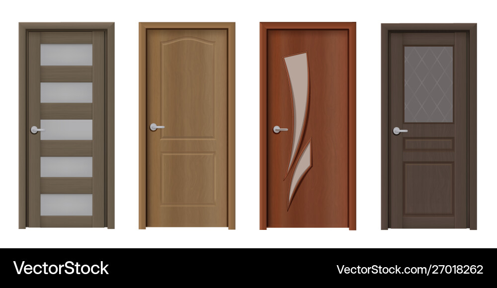 Modern wooden door realistic Royalty Free Vector Image