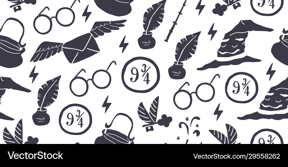 Seamless pattern with elements school magic Vector Image