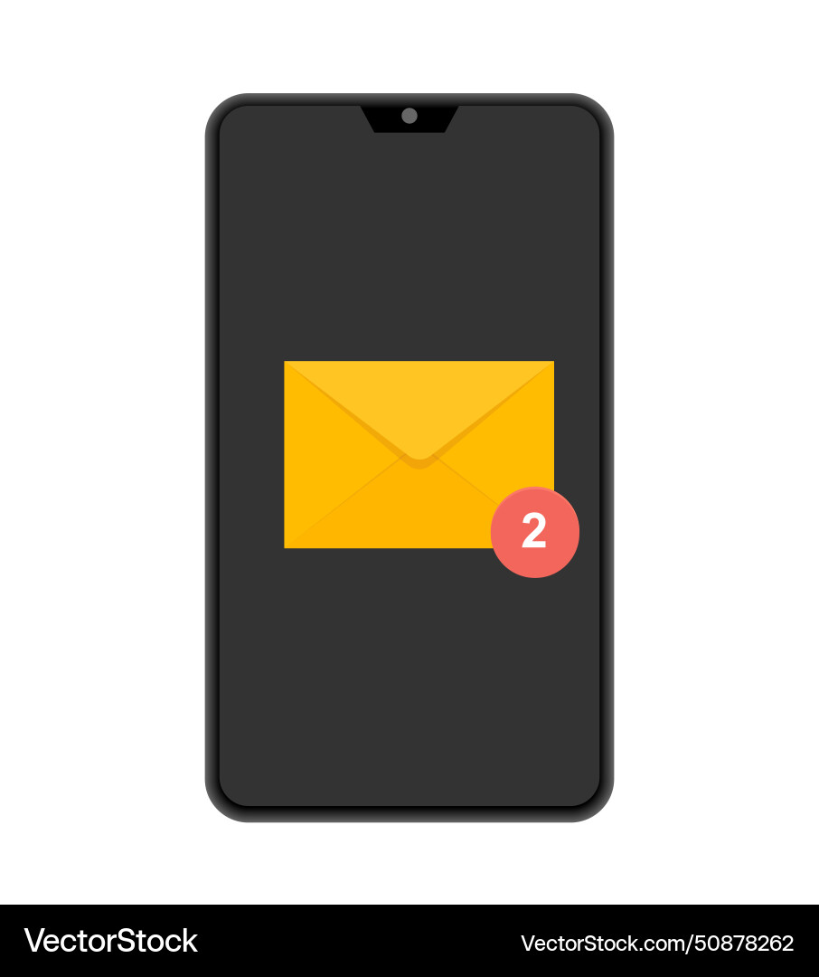 Smartphone displaying new email notification icon Vector Image