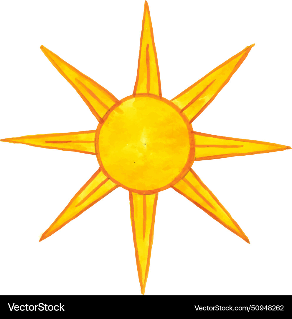 Sun watercolor a hand-drawn Royalty Free Vector Image