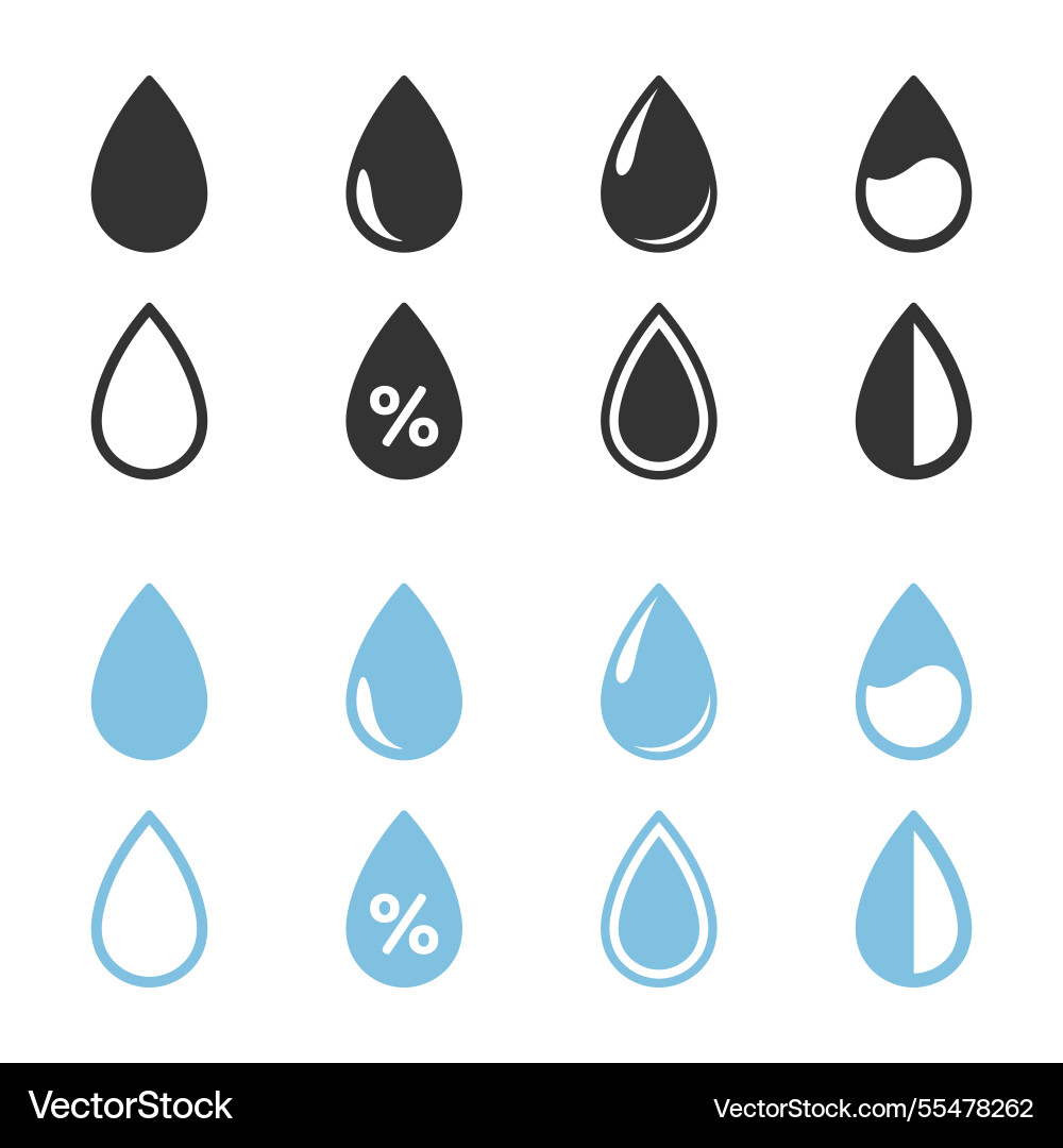 Water or oil drop shape icon set Royalty Free Vector Image